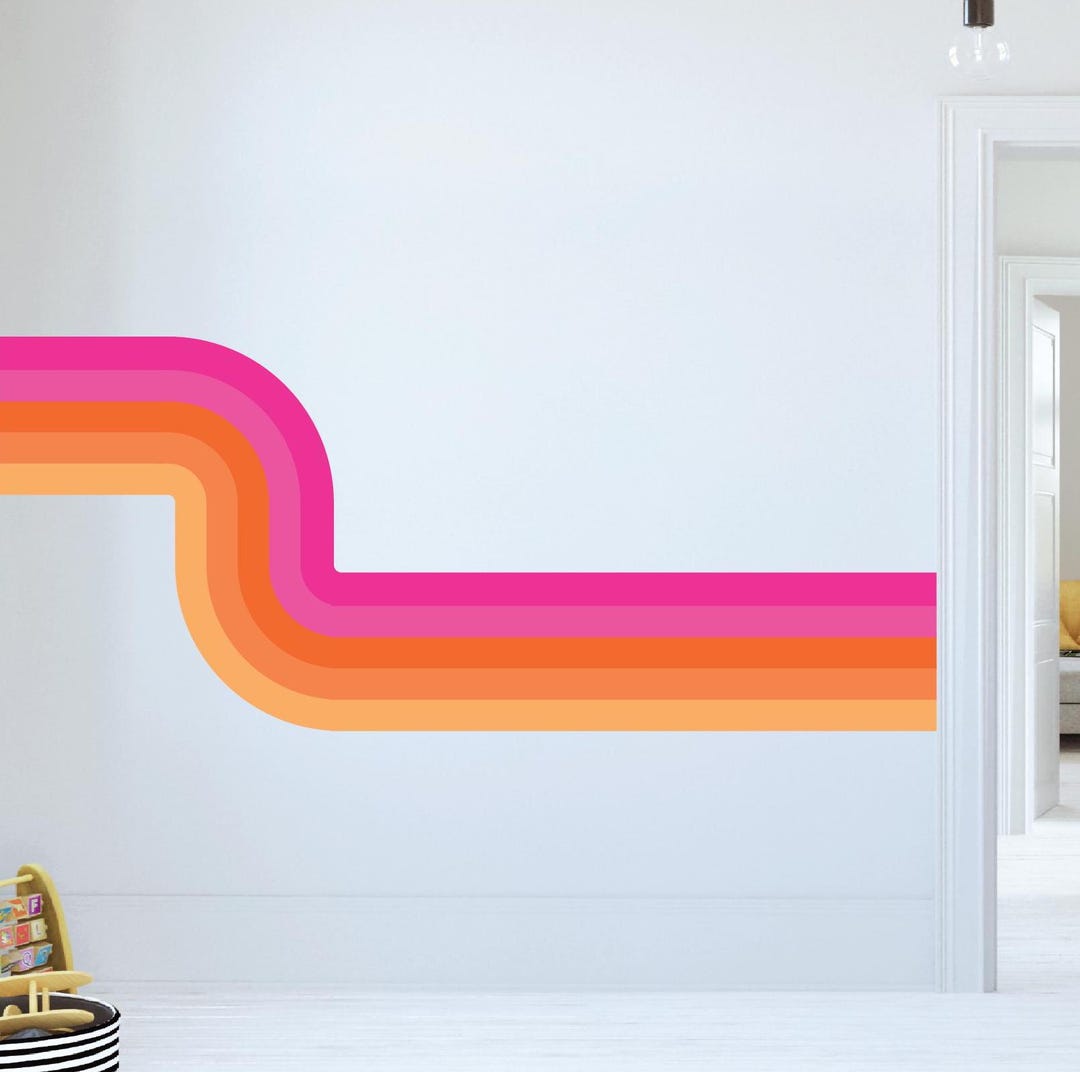 Retro Stripe Wall Decal / Sticker for Wall / Retro Decal / Retro ...