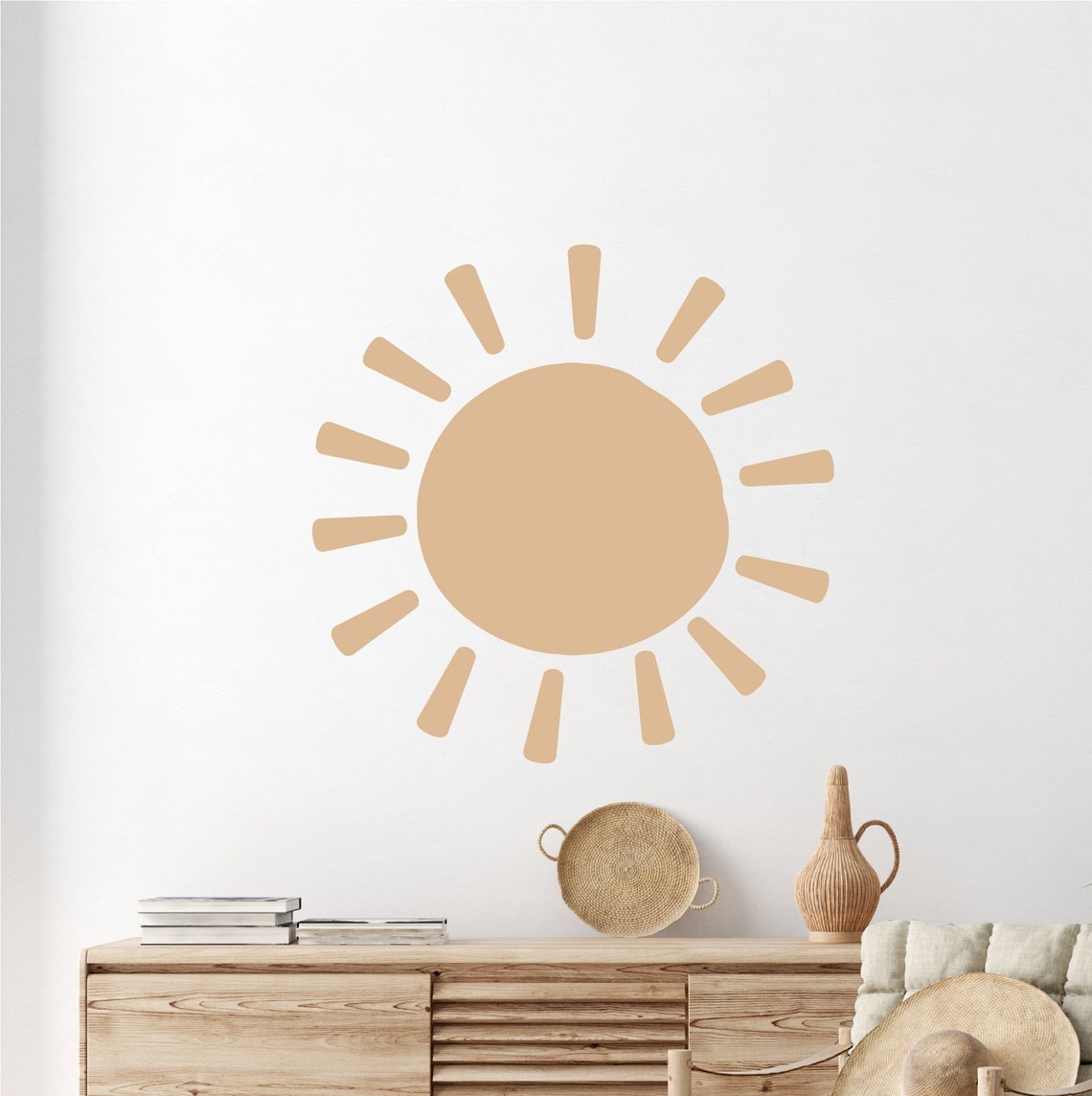 Sun Wall Decal - Boho Sun Wall Decal - Sun Wall Sticker - Hand Drawn ...