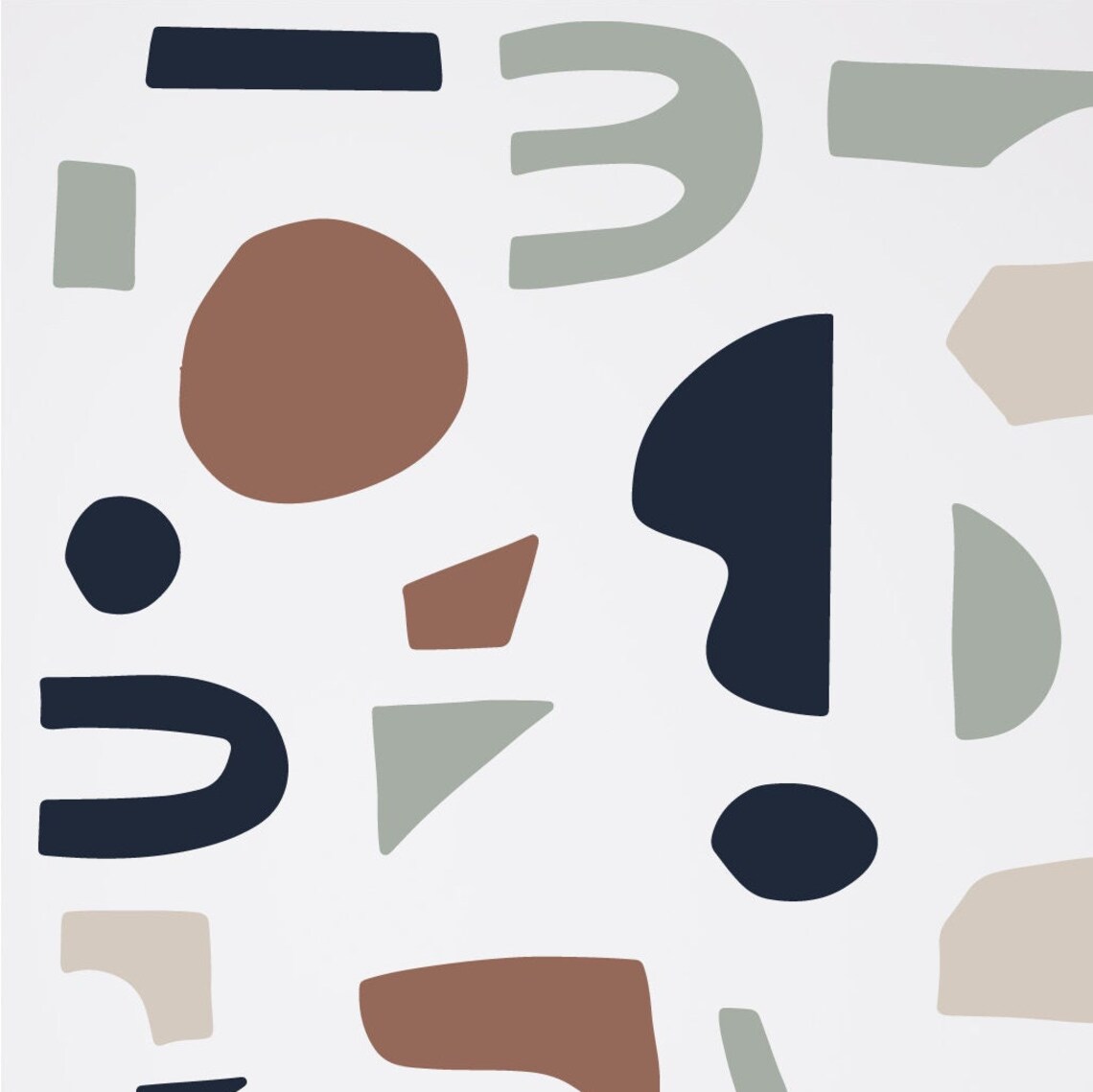 Large Abstract Shapes Fabric Wall Decal Mural | Etsy