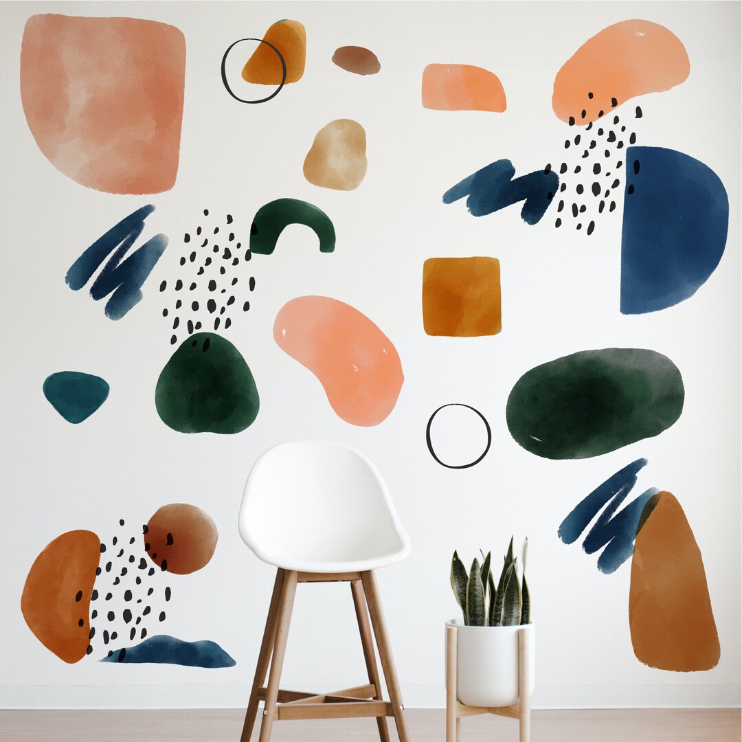 Watercolor Swatch Wall Decals: Earth Tone Abstract Art - Etsy