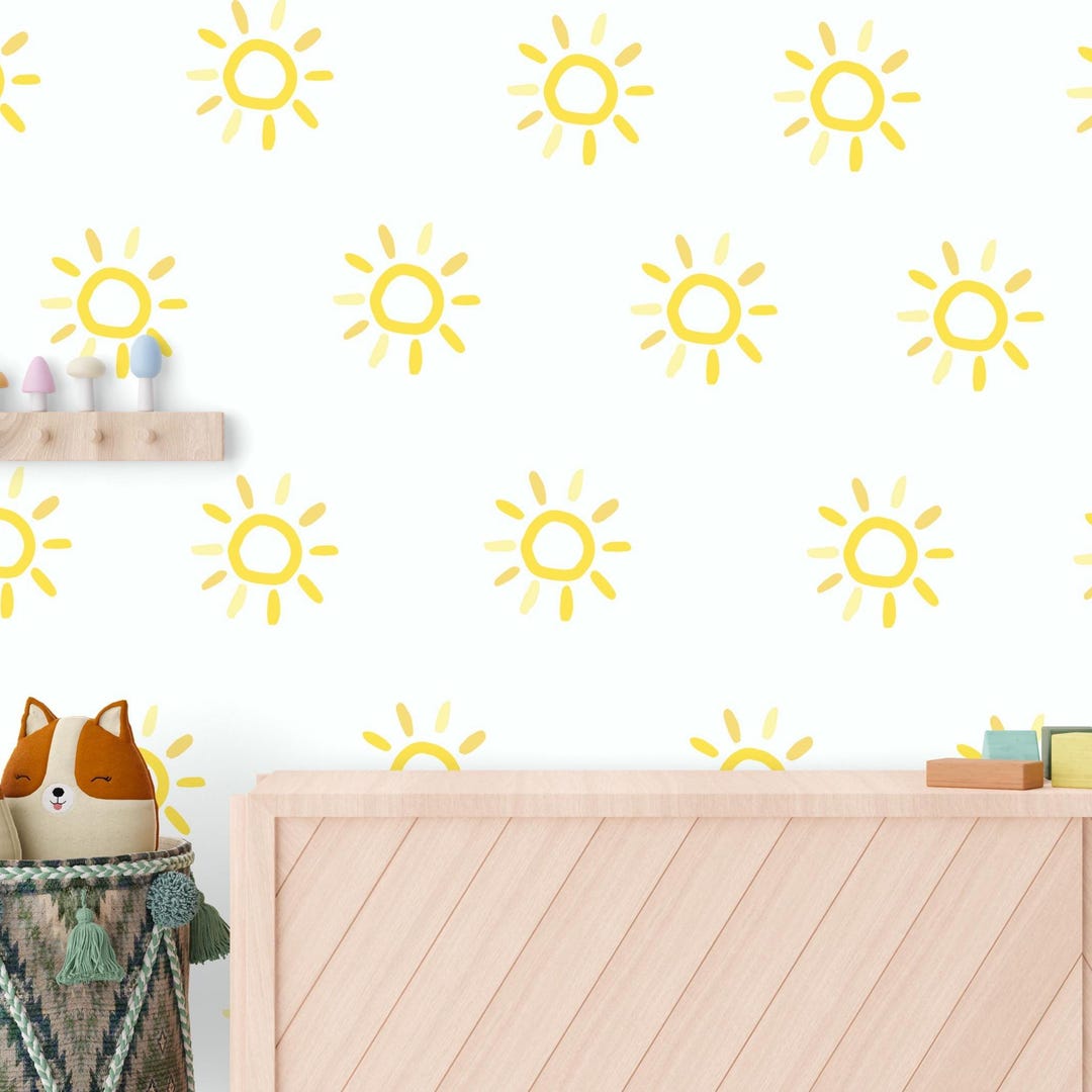 Wall Decal - Yellow Sun Decals - Sun Wall Sticker - Sun Wall Decals ...
