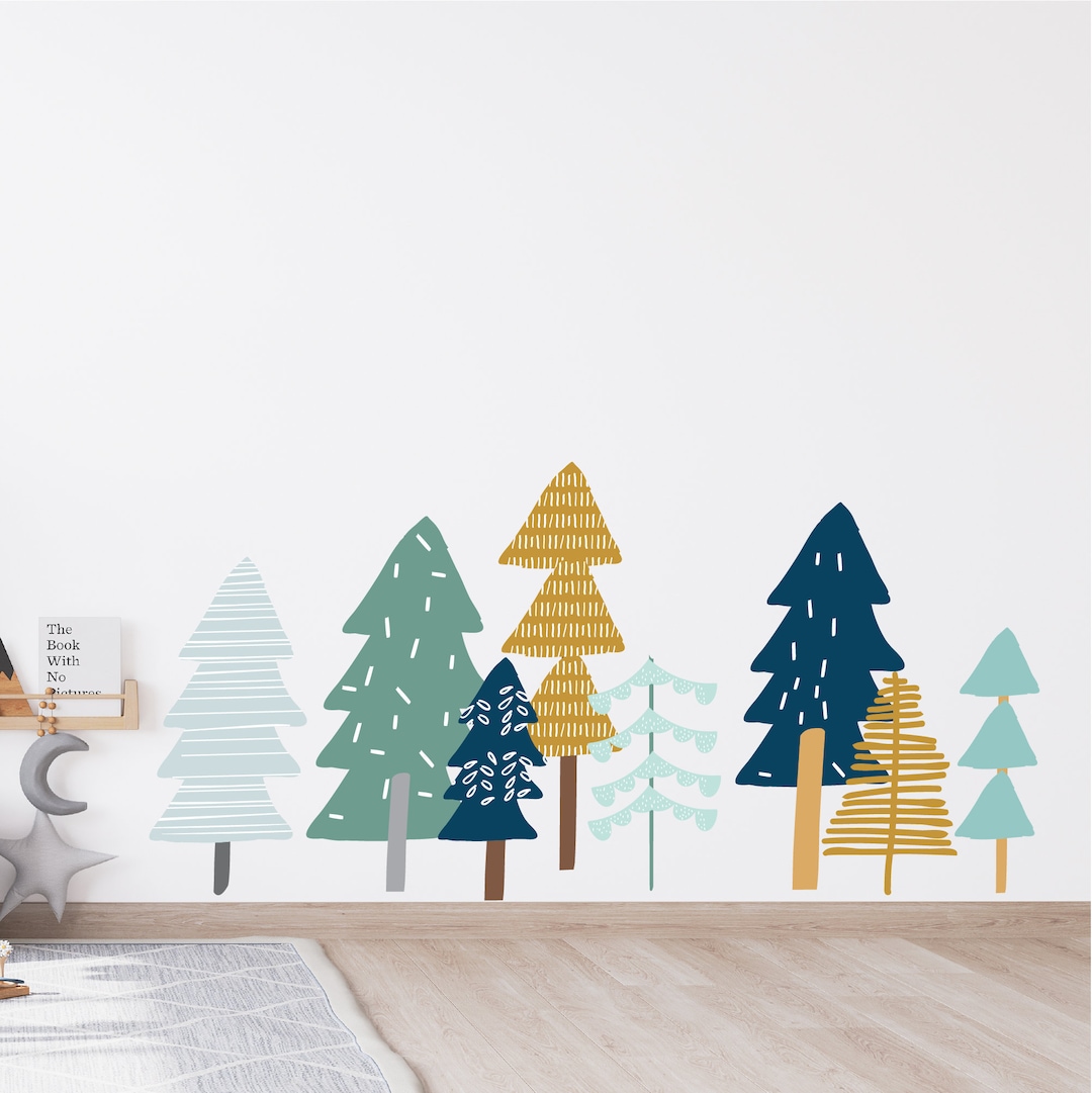 Wall Decals - Large Pine Tree Decals - Peel and Stick Wall Decal - Kids ...
