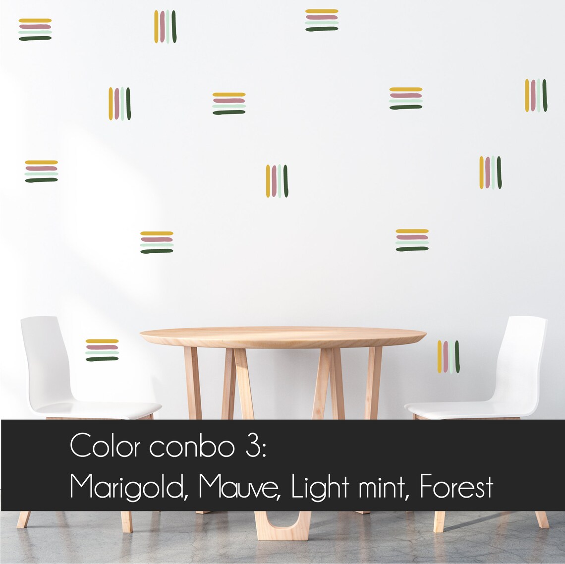 Line Wall Decals, Minimalist Stripe Wall Stickers, Colorful Bohemian ...