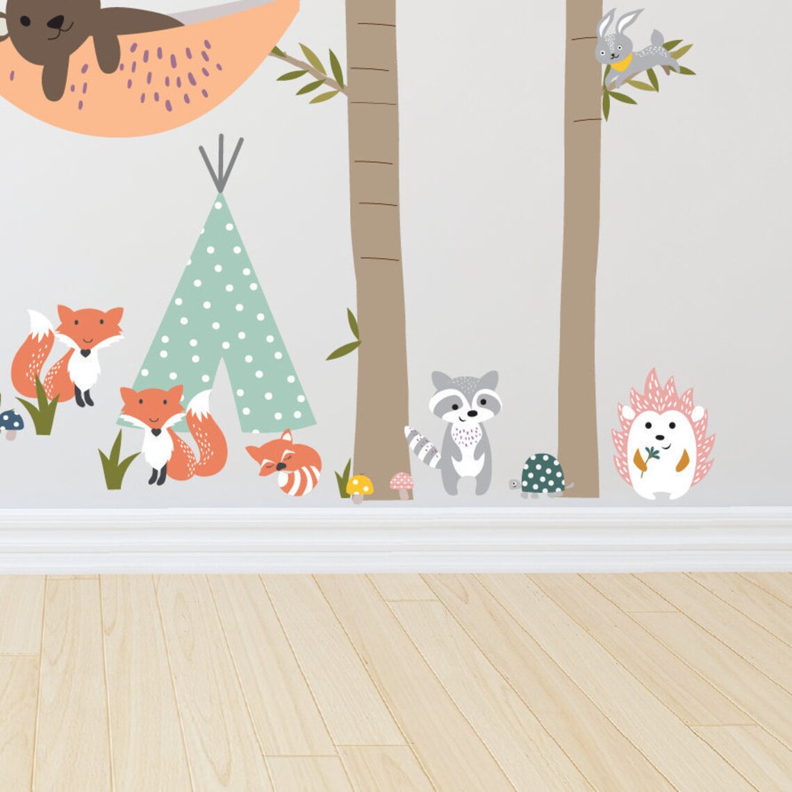 Forest themed trees wall decals | Etsy