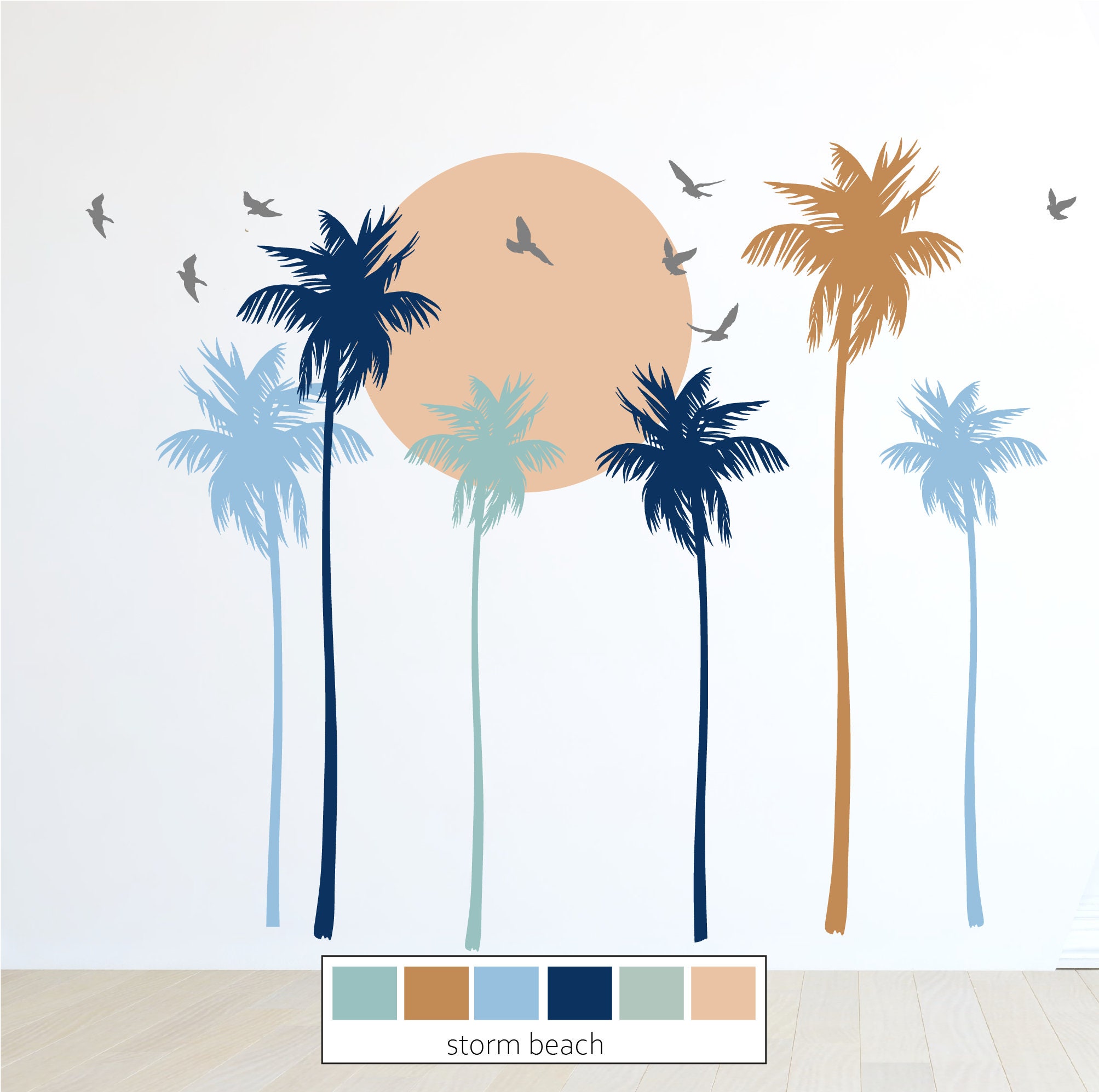 Boho Palm Tree Wall Decals, Tropical Sunset Nursery Art - Etsy