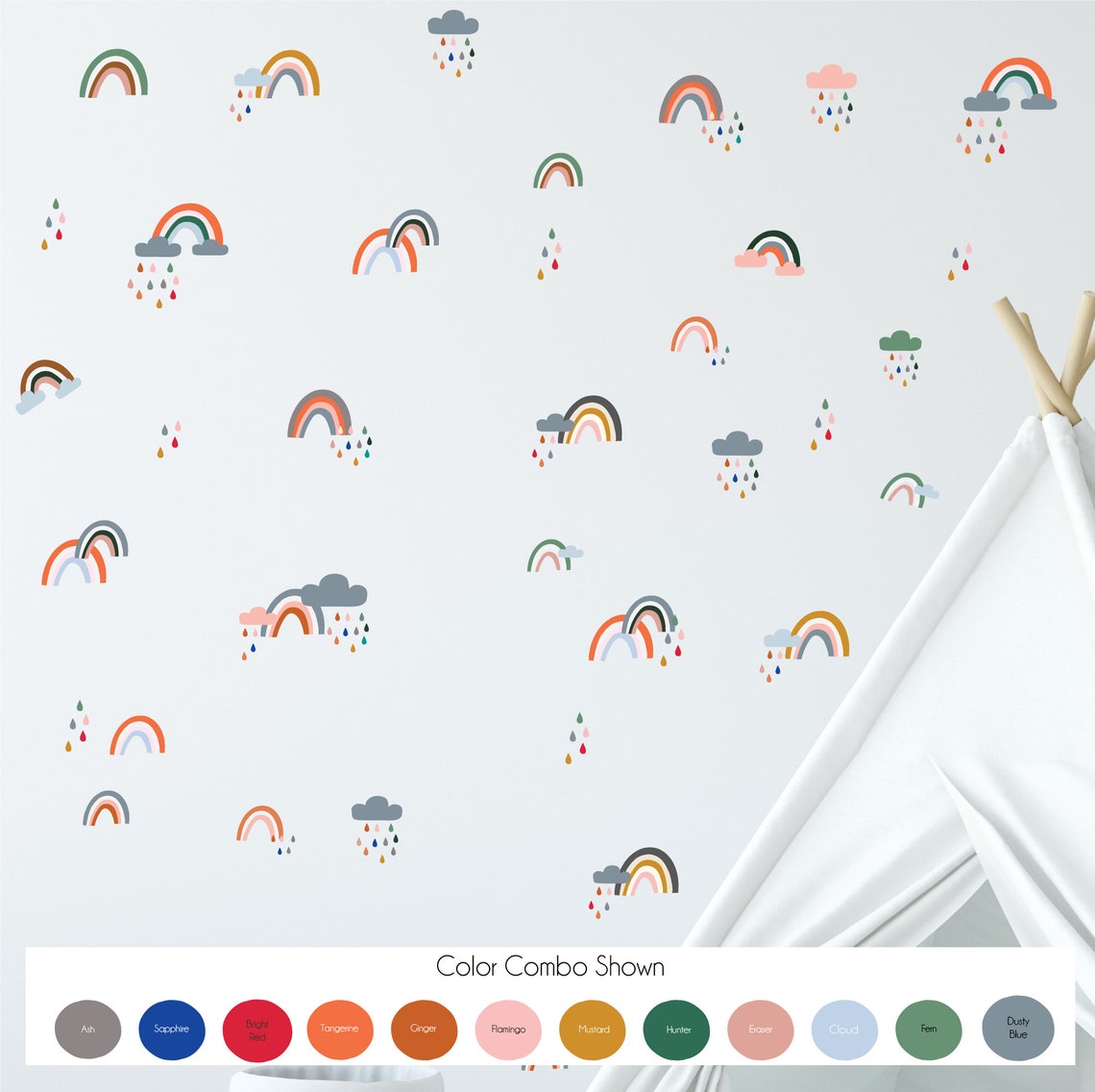 Rainbow Wall Decal Cloud and Rain Mini Rainbow Stickers - Etsy