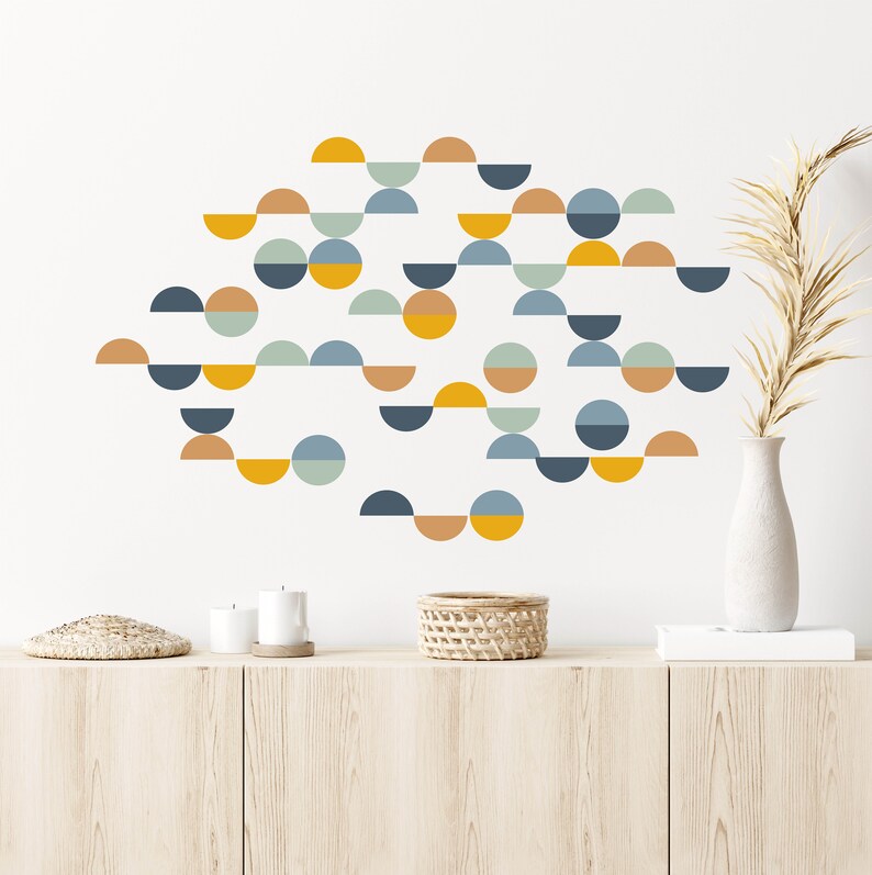 Wall Decal Mid Century Modern Semi Circle Wall Stickers - Etsy
