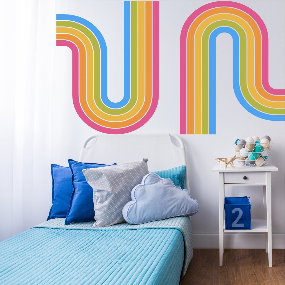 Wall Decal, Bohemian Rainbow Wall Decal, Retro Nursery Decor, Kids Room ...