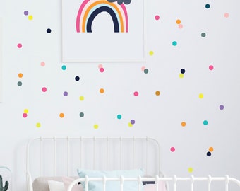 Large Colorful Rainbow Wall Decal Large Polka Dots Dot Wall Decal ...