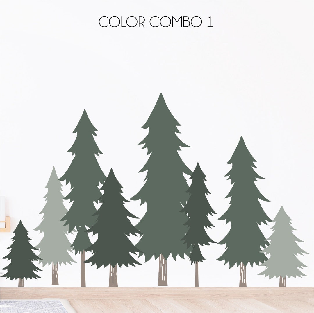 Large Pine Tree Decals - Pine Tree Wall Stickers - Nursery Wall Decor ...