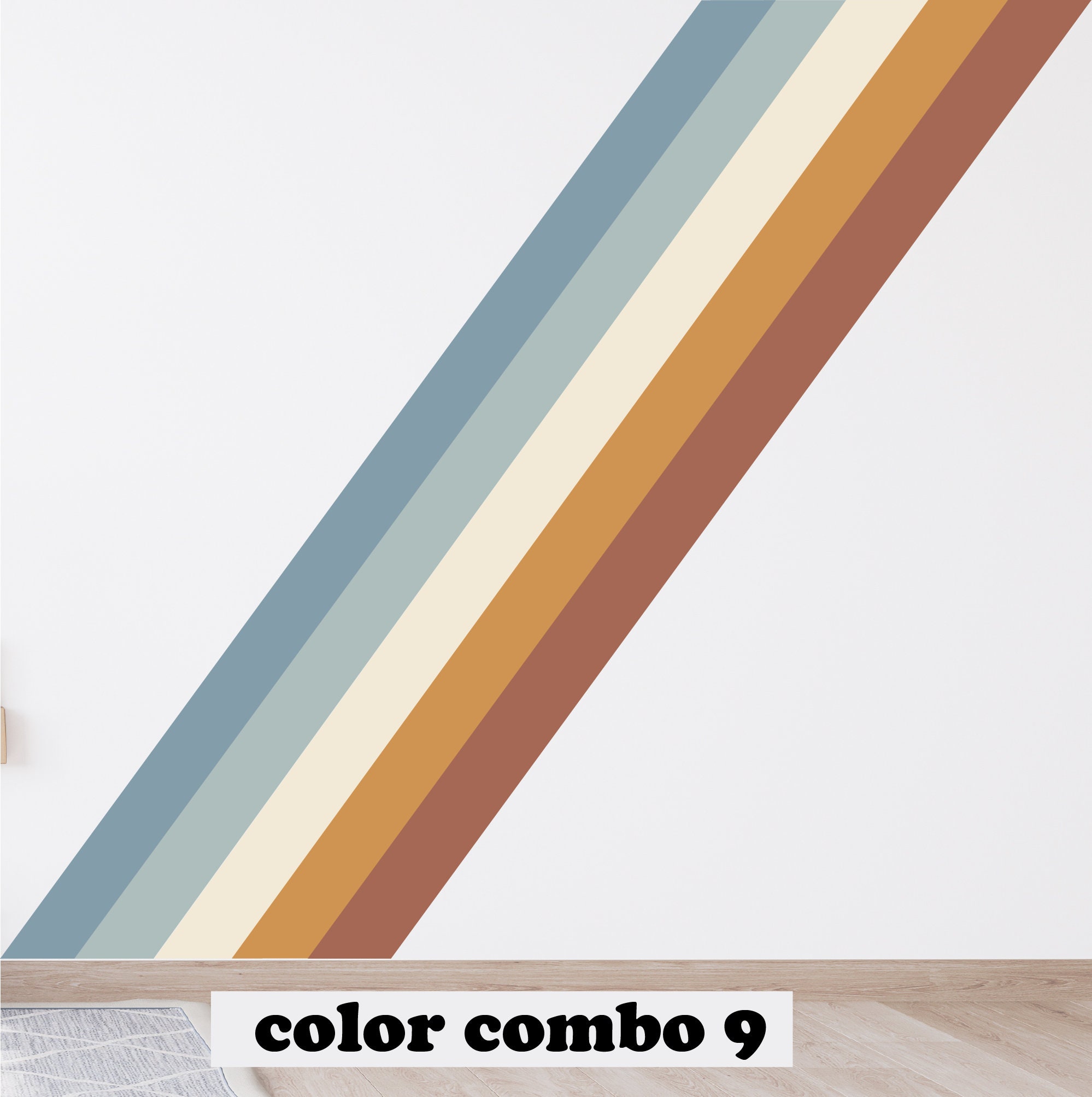Diagonal Line Retro Stripe Wall Decal • 50+ Color Options • Multiple ...