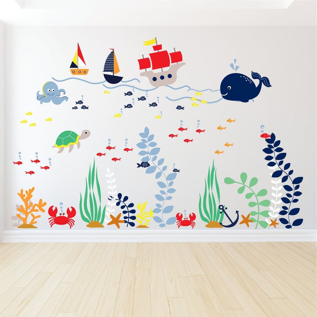 Adventures Under the Sea Wall Decal, Nautical Boat Wall Sticker Mural ...