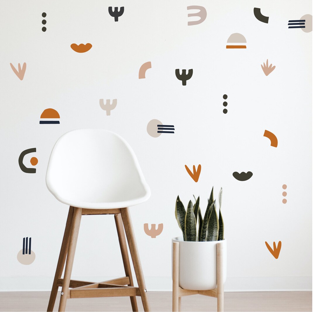 Modern Geometric Abstract Shapes Wall Decals • 50+ Color Options ...