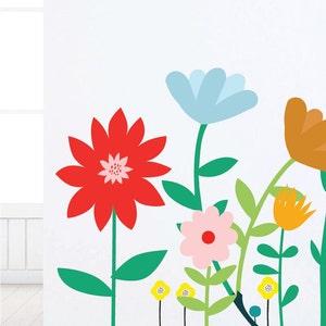Large Flower Wall Decals With Stems, Wall Decals, Vinyl Wall Decals ...