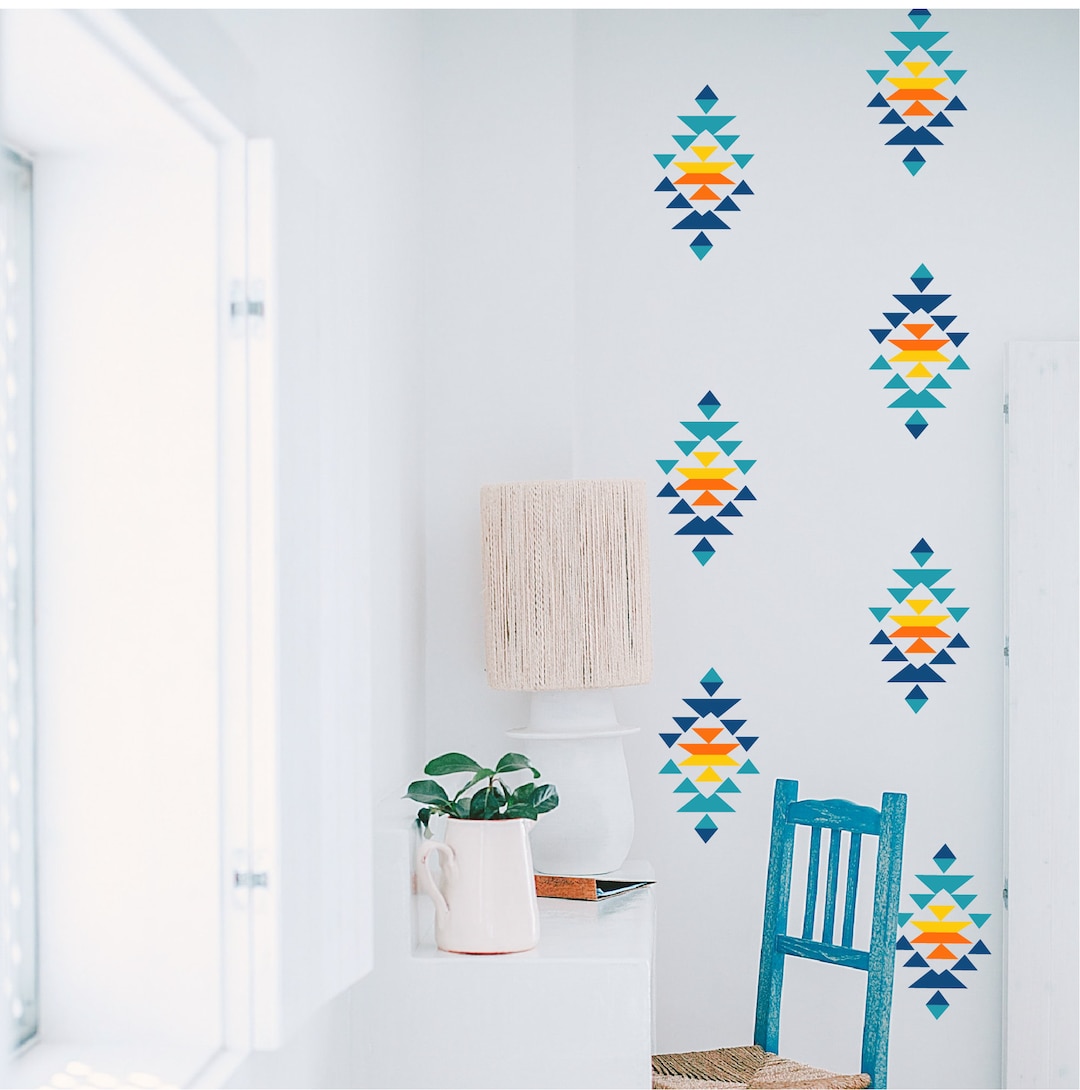 Wall Decal - Tribal Western Style Triangle Shapes Pattern Wall Decal ...