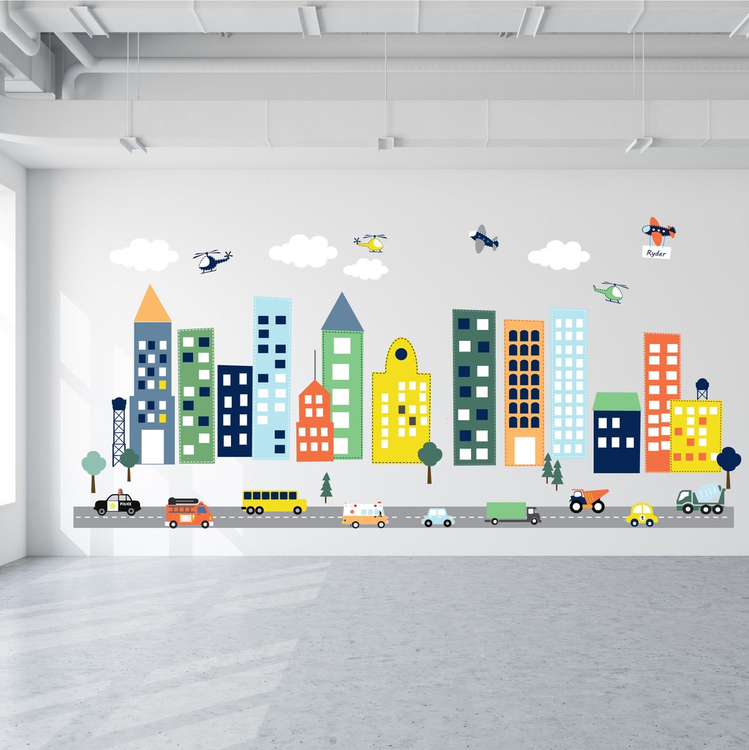 Cityscape Wall Decal - Cityscape Peel and Stick Wall Decals - Etsy