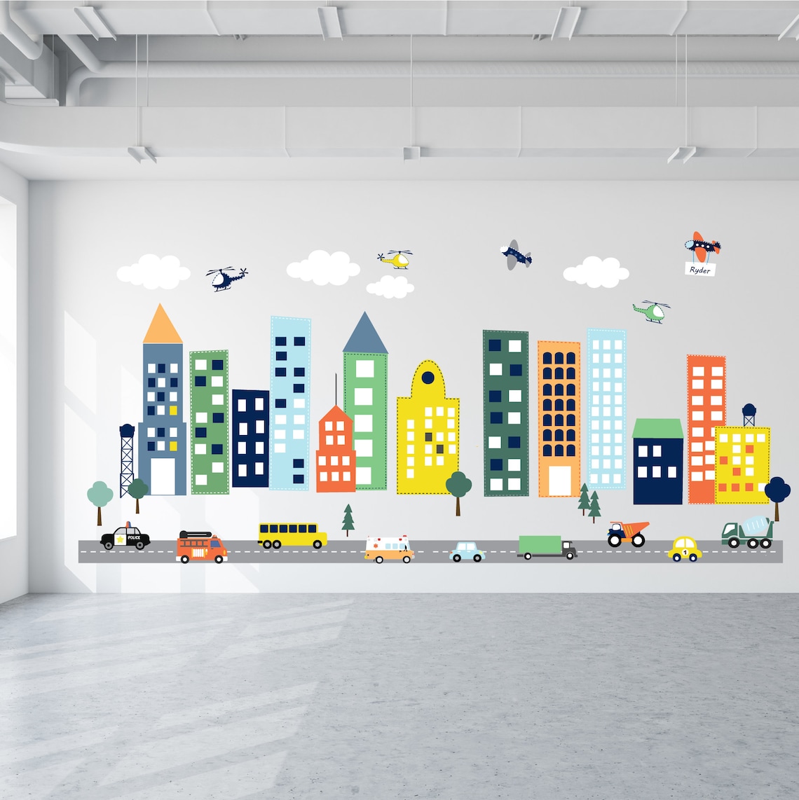 Cityscape Wall Decal - Cityscape Peel and Stick Wall Decals - Etsy