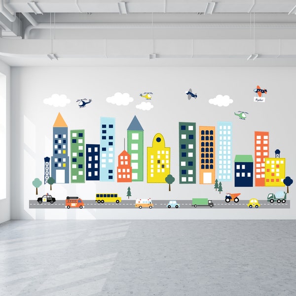 Cityscape Wall Decal - Etsy