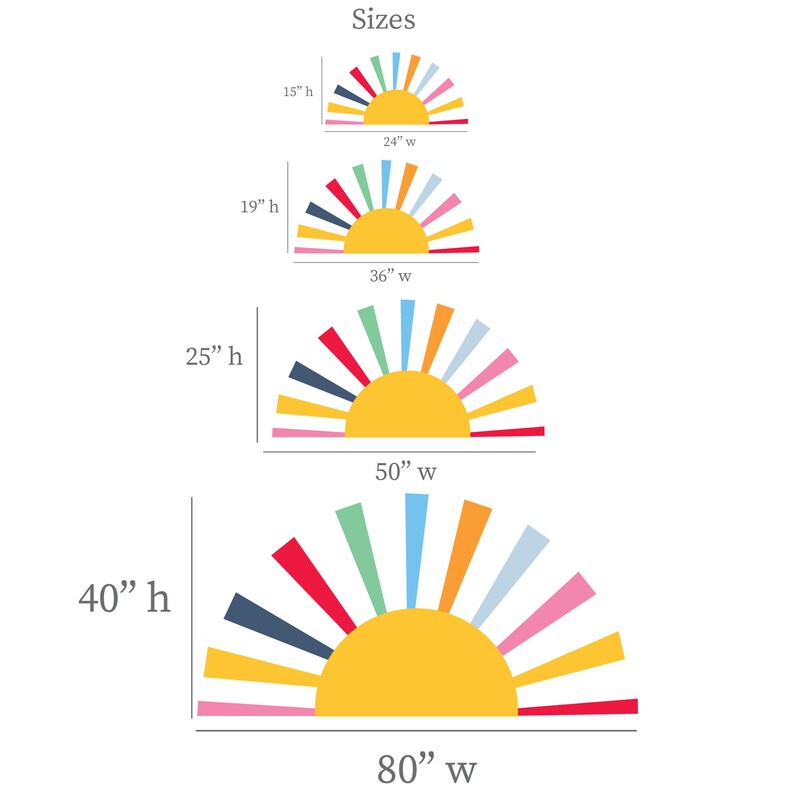 Wall Decal - Sun Retro Art - Wall Mural Sticker - Sunshine Wall Decals ...