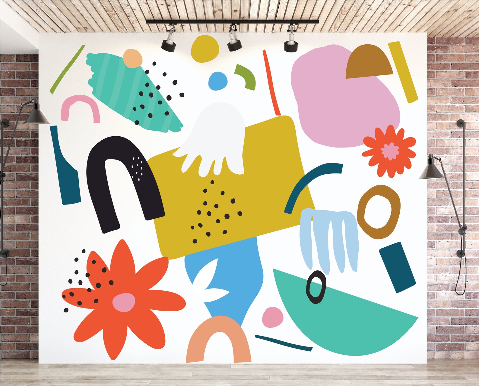 Wall Decal - Abstract Wall Decals - Large Colorful Shapes - Office Wall ...