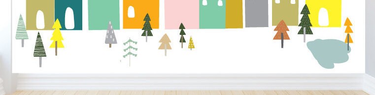 Sticker ville - Sticker ville - Sticker ville aux couleurs pastel ...