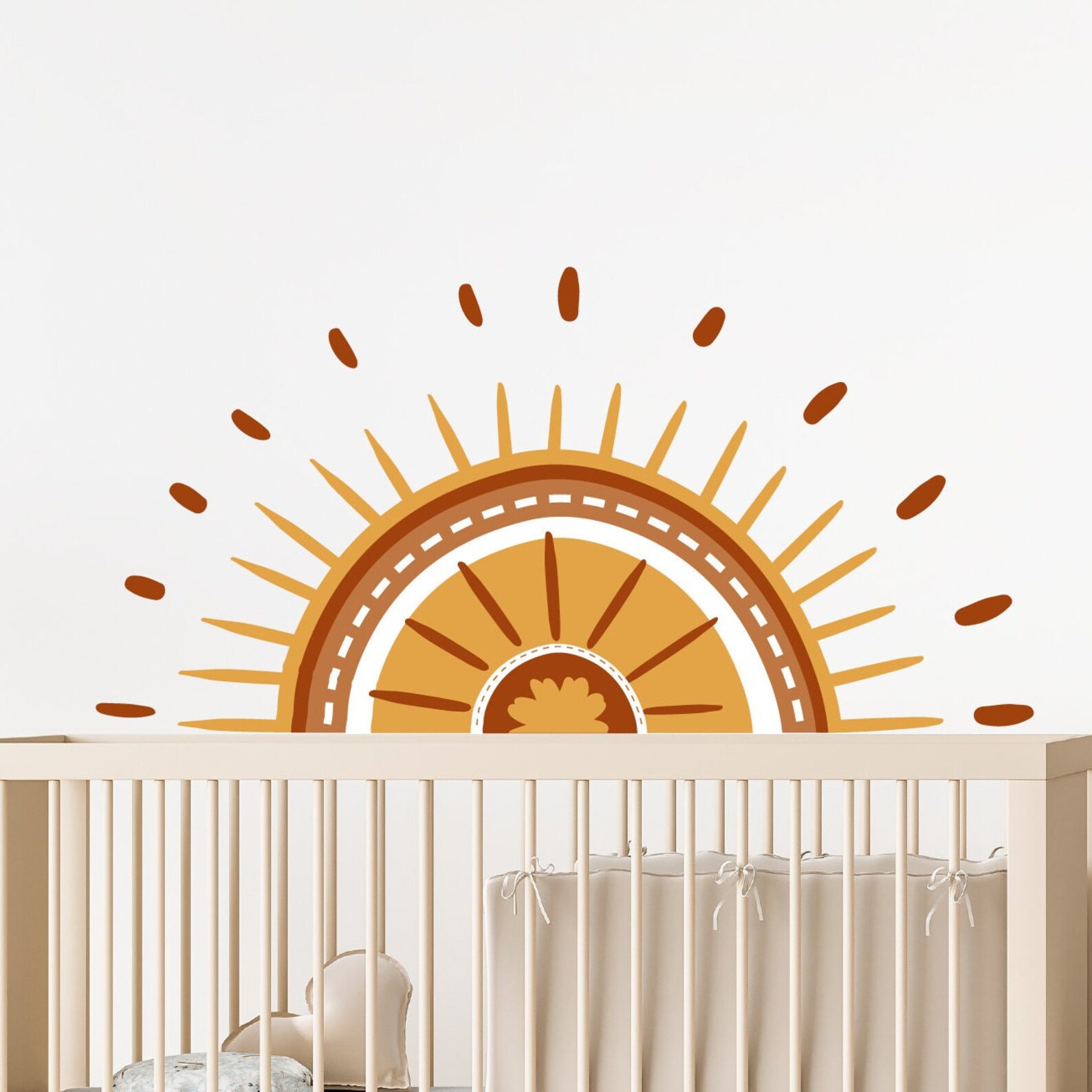 Fabric Wall Decal Half Sun Wall Decal Boho Sun Sunshine - Etsy