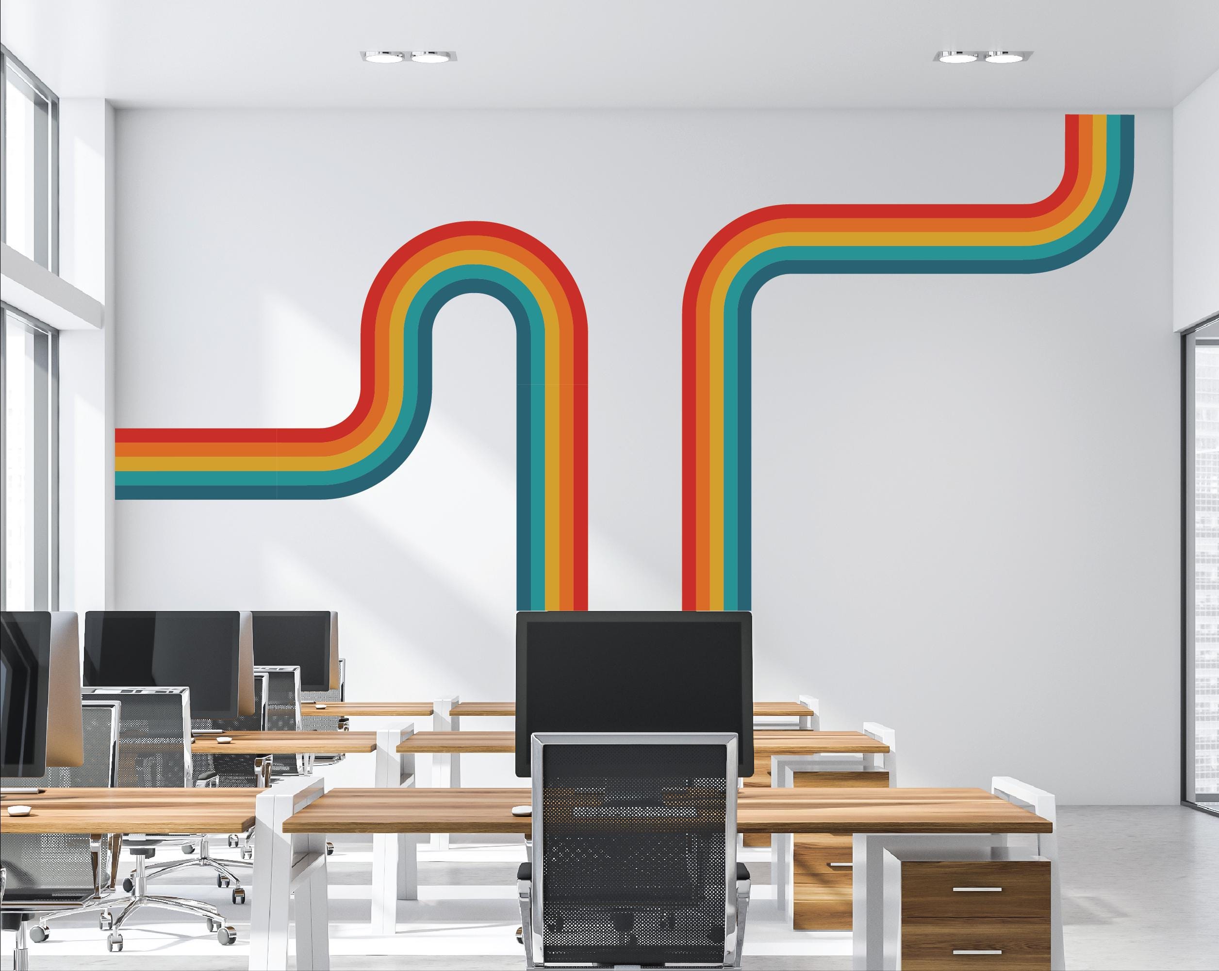 Retro Rainbow Stripes Wall Decal - Etsy