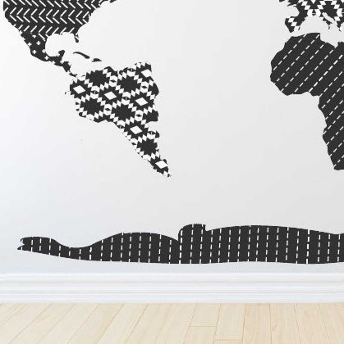 Map wall decal vinyl decal map world map decal black | Etsy