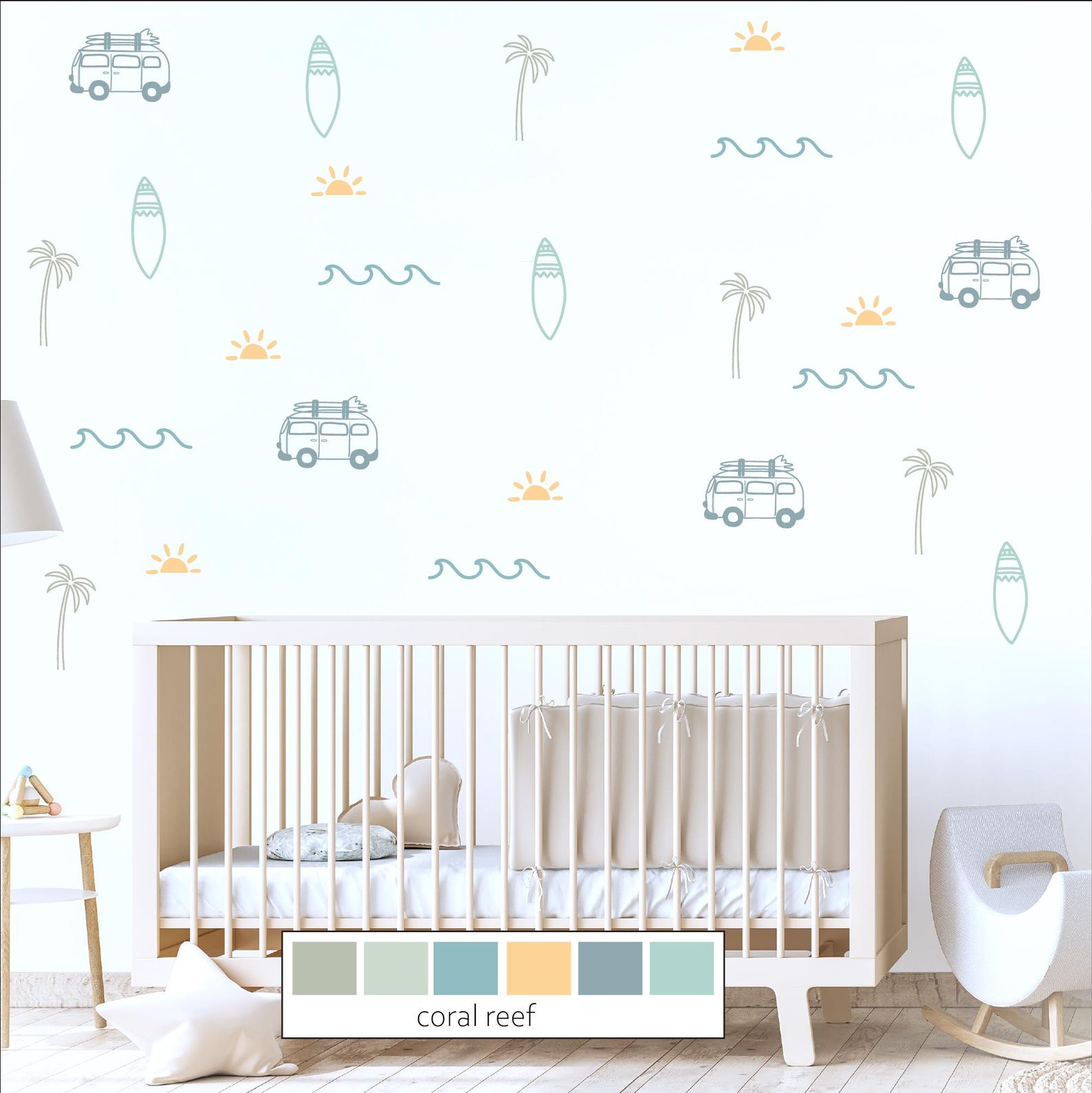 Wall Decals - Ocean Wave Wall Sticker - Beach Vibes Boys Room ...