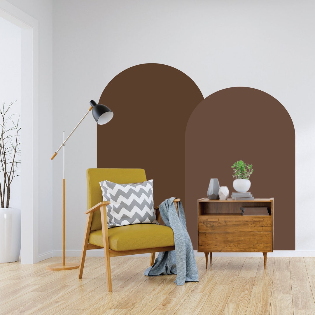 Earthy Brown Arch Wall Decals Peel and Stick Textured Fabric Matte ...
