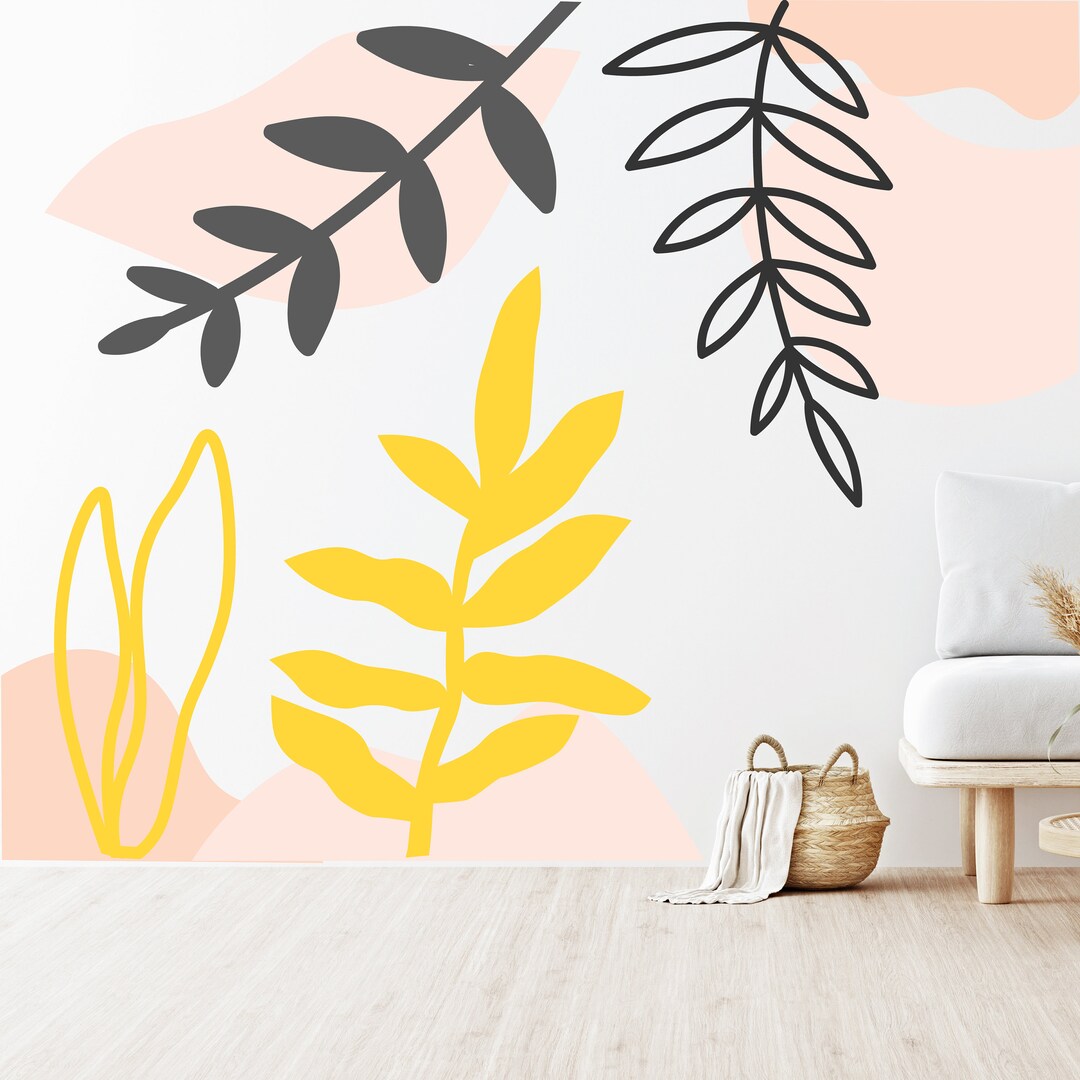 Fabric Wall Decals - Large Abstract Floral Mural - Big Flower Wall ...