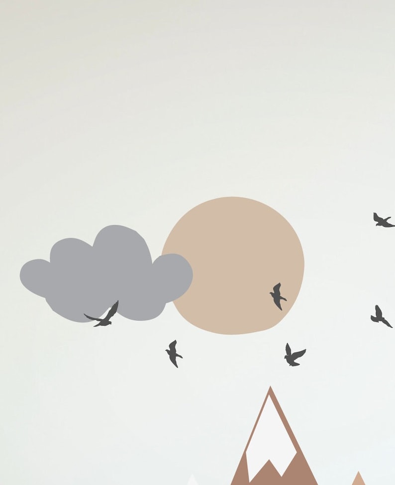 Mountain Wall Decals - Neutral Colors - Nursery Wall Decor - Mountain ...
