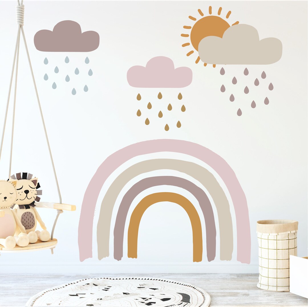 Rainbow Wall Decal - Rainbow Nursery Self Adhesive Peel and Stick Mural ...