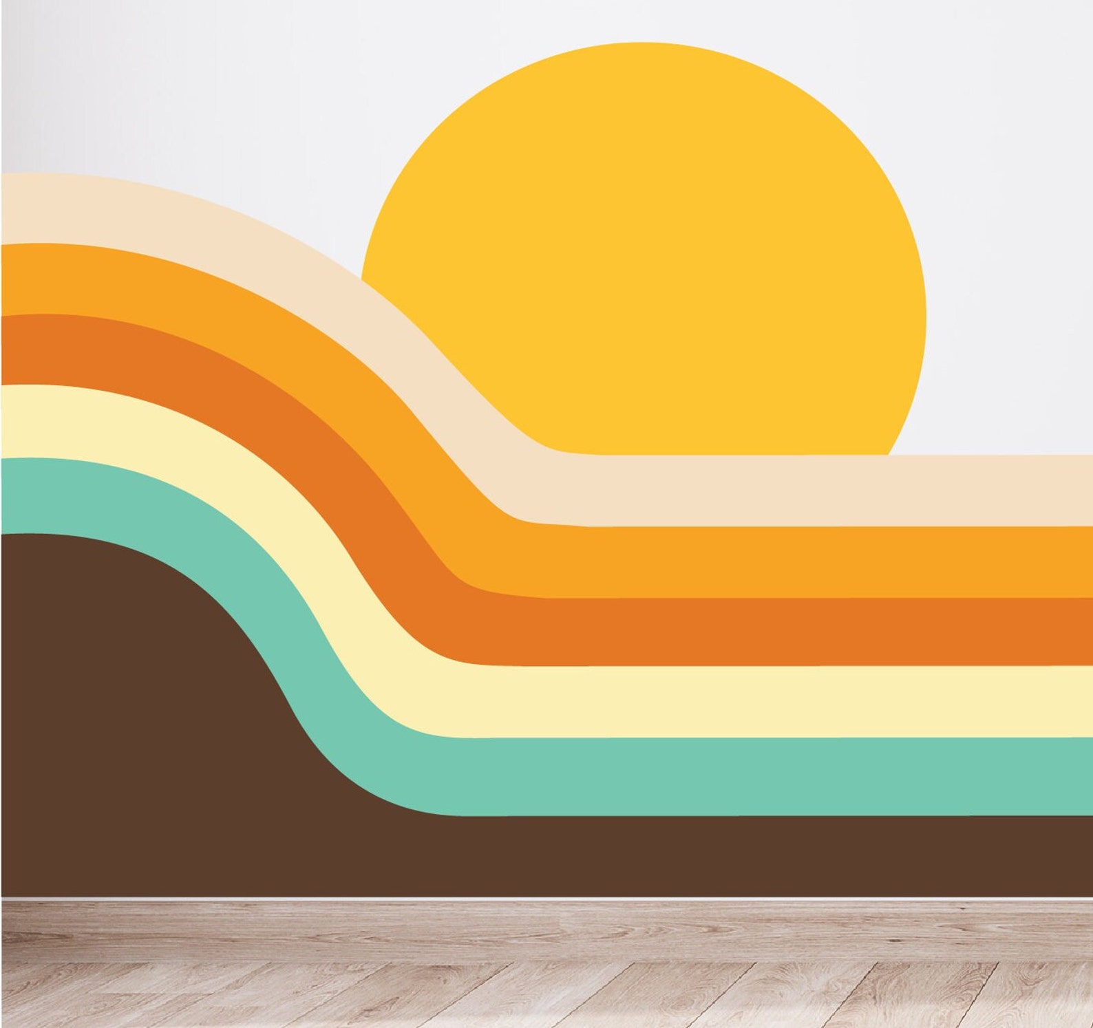 Wall Decal - Classic Retro Stripes Mural - Peel and Stick Wall Decals ...