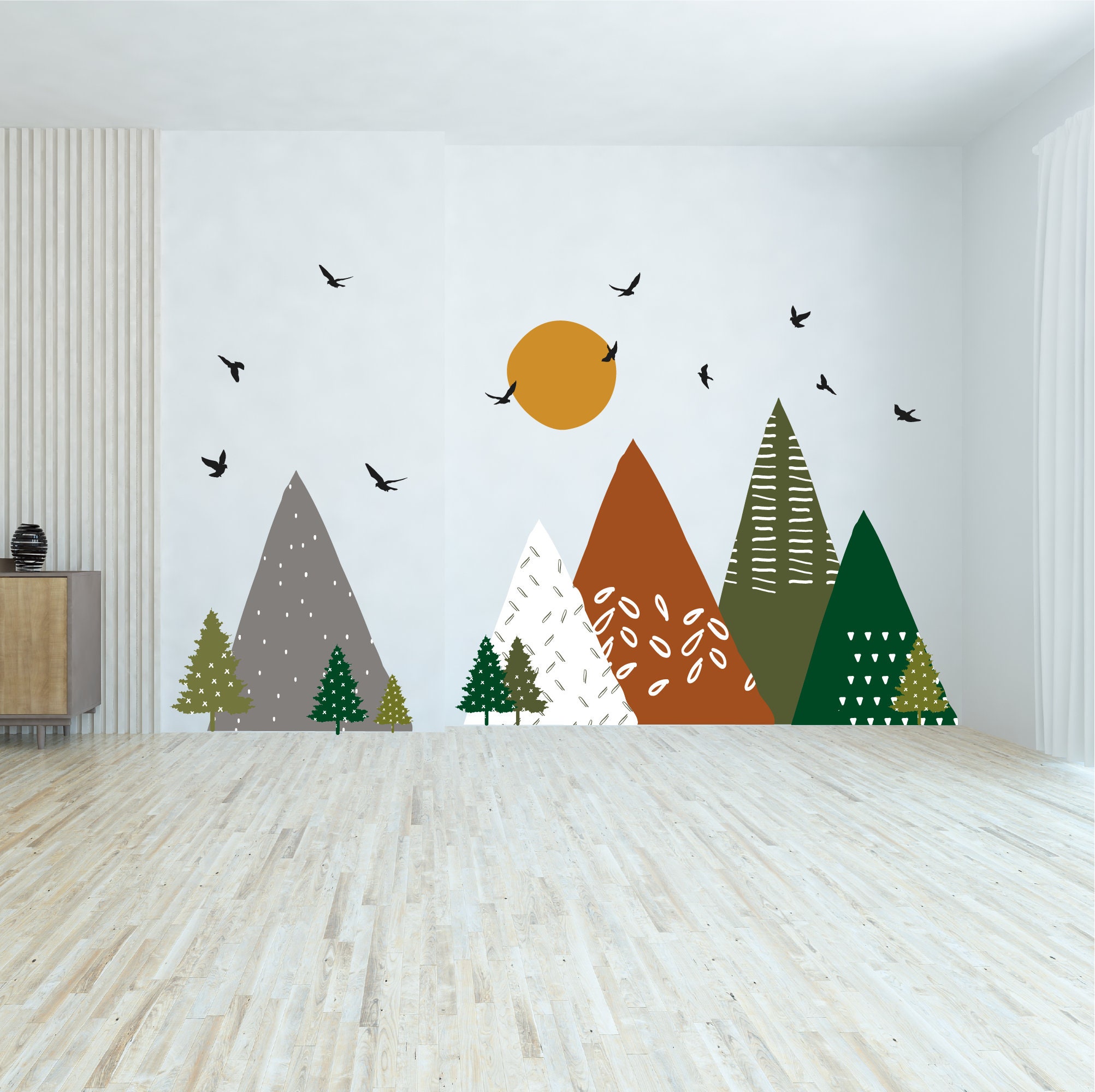 Mountain wall decals Pattern vinyl wall decals Boho | Etsy