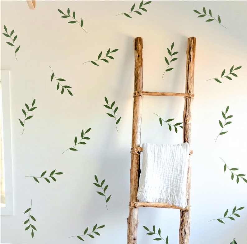 Leaf Wall Decals Botanical Leaves Wall Stickers Boho Room Etsy