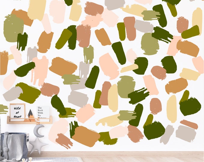 Paint Wall Decals Brushstroke Sticker, Multi Colored Brush Daub Decor ...