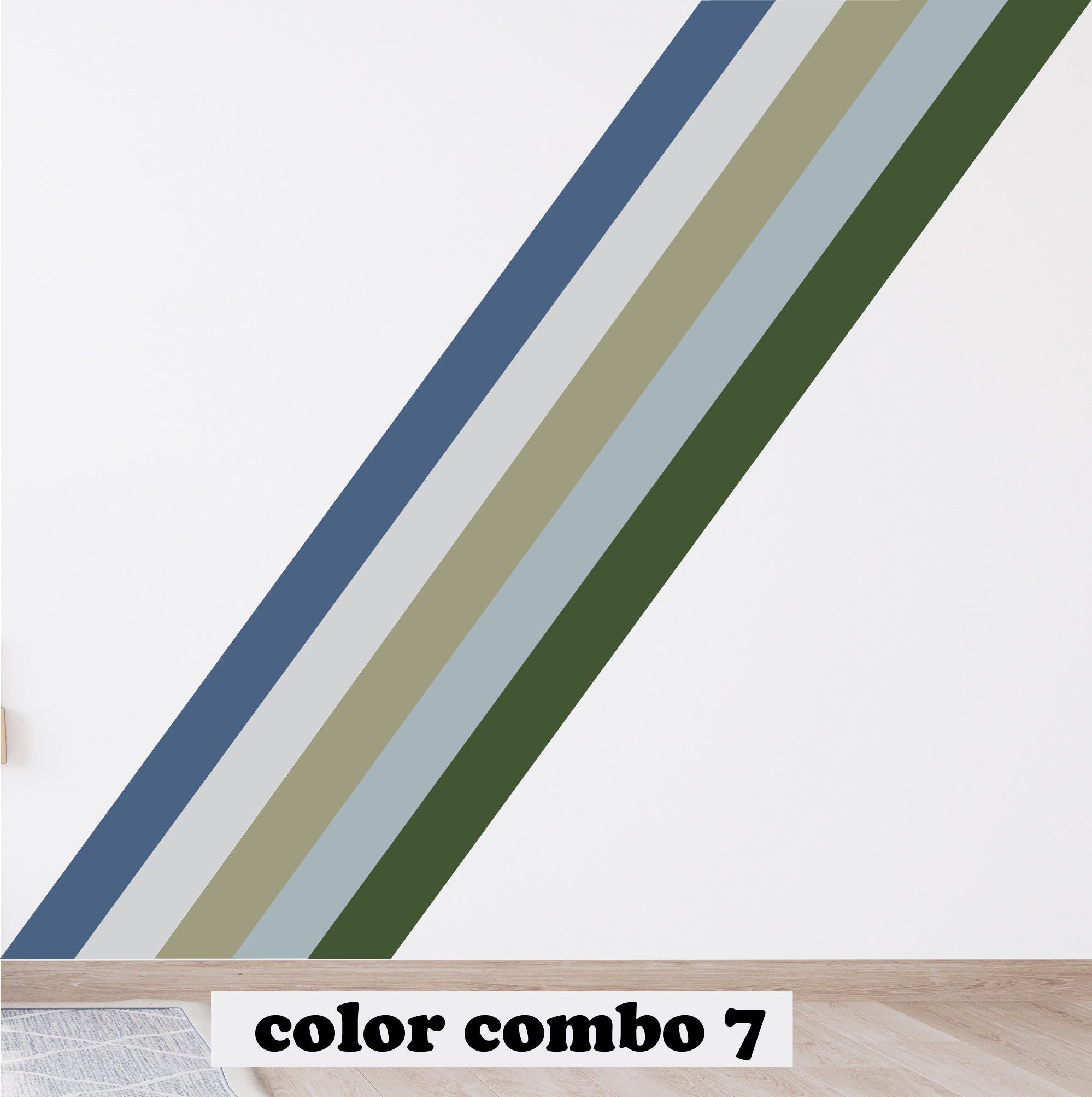 Diagonal Line Retro Stripe Wall Decal • 50+ Color Options • Multiple ...