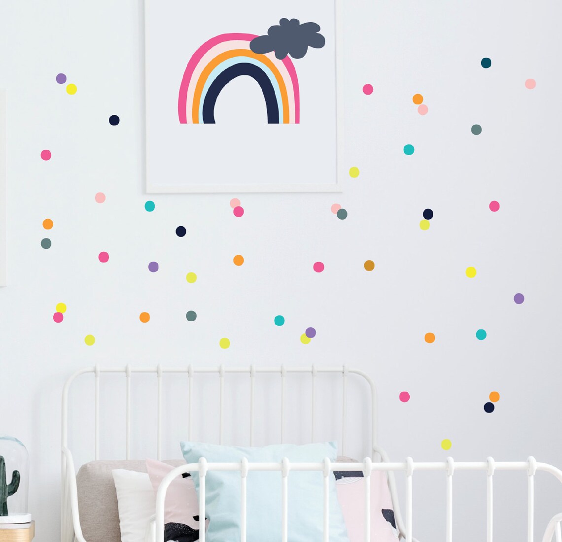 Rainbow Dot Wall Decals Colorful Wall Polka Dots | Etsy
