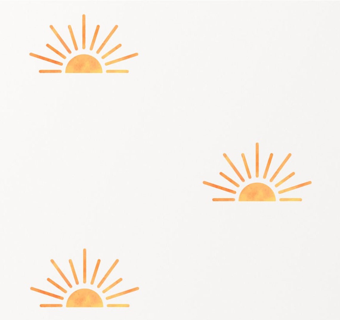 Wall Decal Watercolor Half Suns Sun Wall Sticker Sun | Etsy