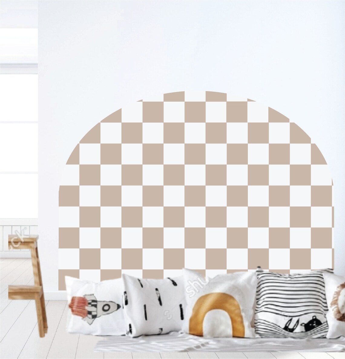 Nursery Wall Decals, Retro Arch Checkered Pattern Wall Decal, Checkered ...