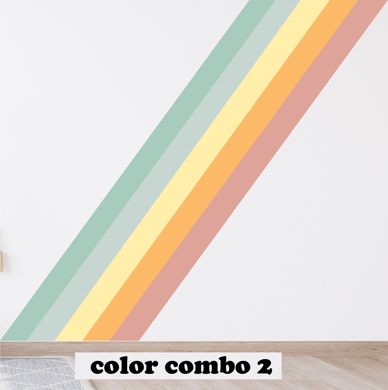 Diagonal Line Retro Stripe Wall Decal • 50+ Color Options • Multiple ...