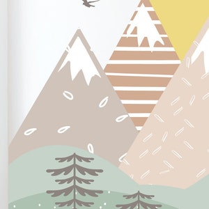 Mountain Wall Decals - Neutral Forest - Boho Colored Nursery Wall Decor ...