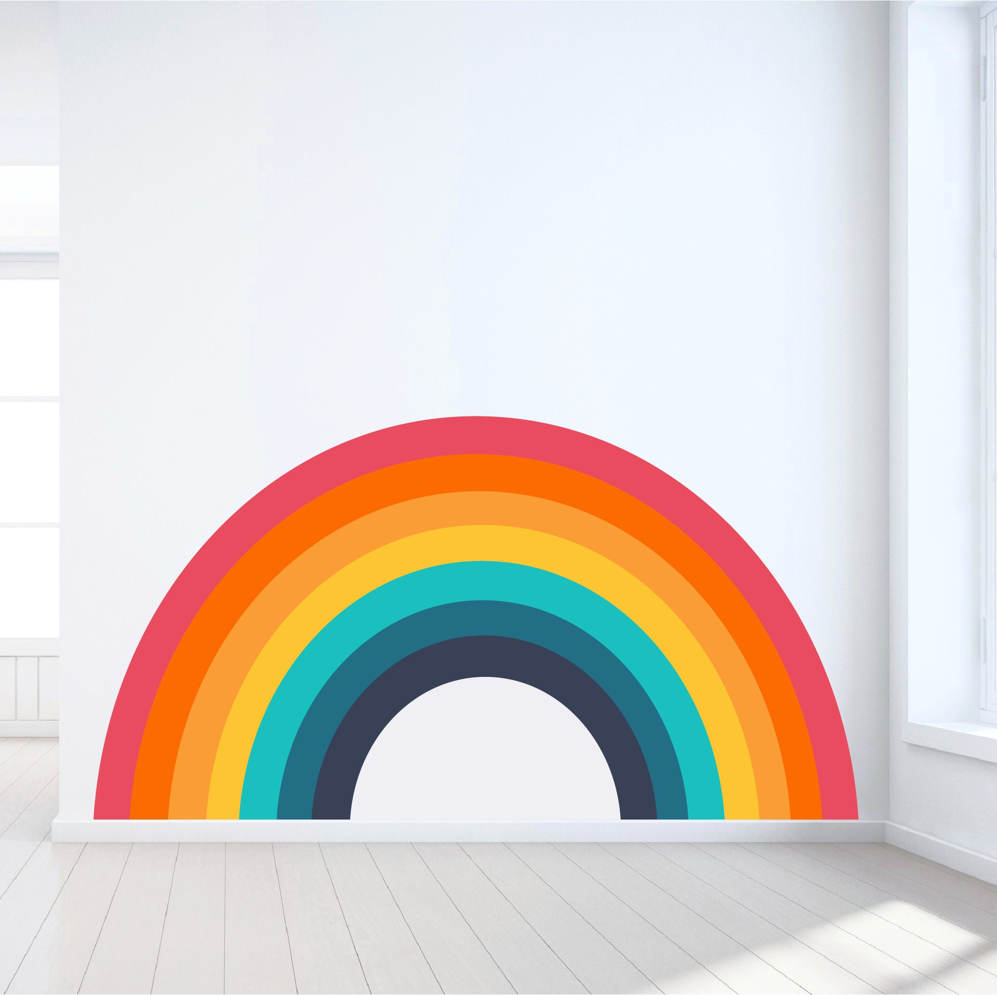 Retro Colored Large Rainbow Wall Decal - Etsy
