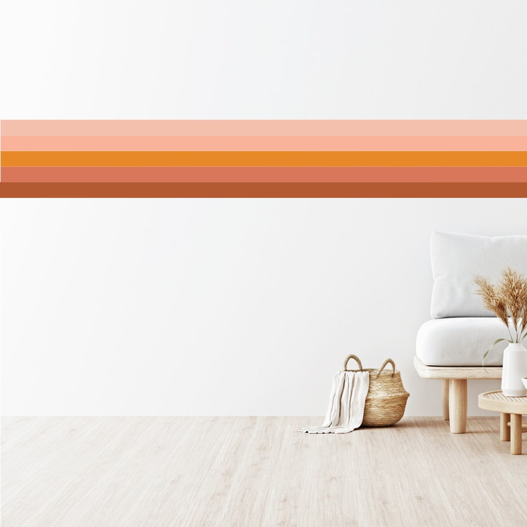Wall Decal - Retro Stripes Wall Decal - Striped Wall Decals - 15" Tall ...