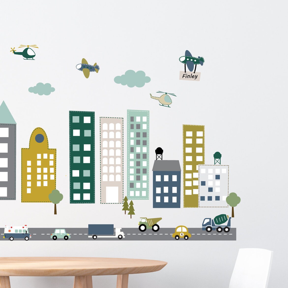 City Wall Decal Kids Transportation Wall Decal for Kids Stay | Etsy