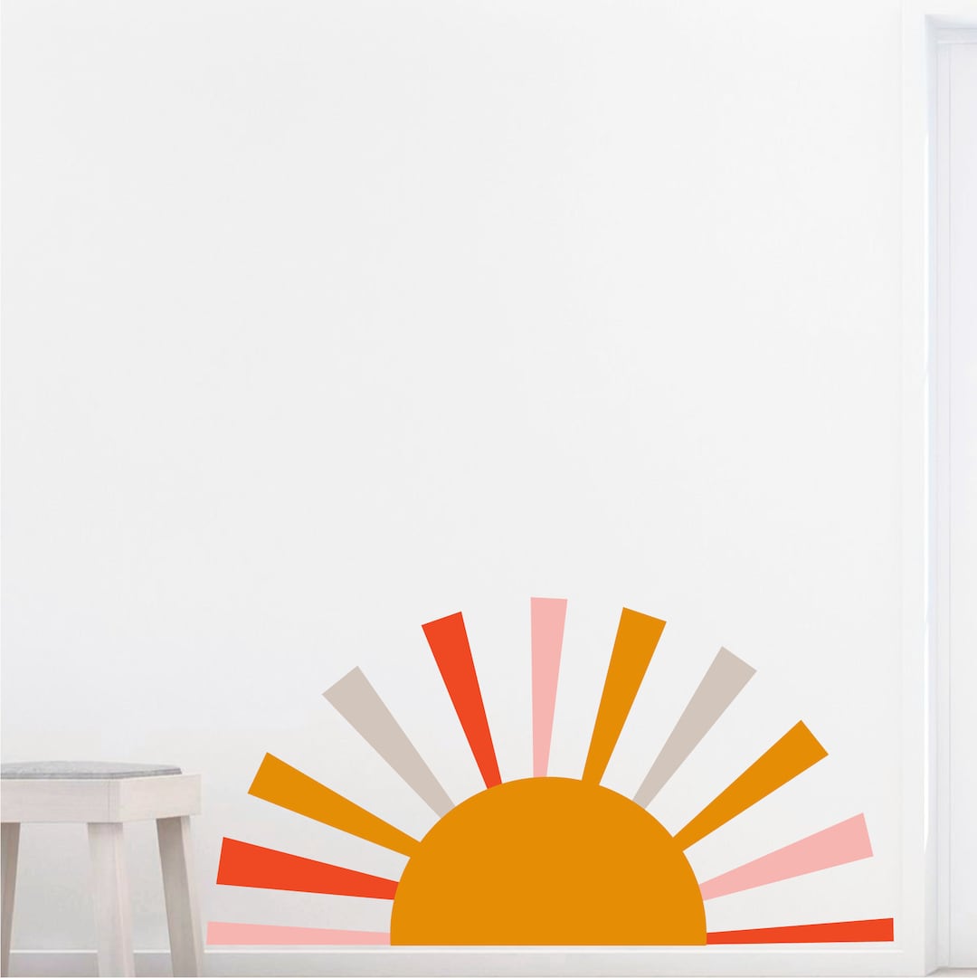 Wall Decal Sun Retro Art Wall Mural Sticker Sunshine Wall Decals ...