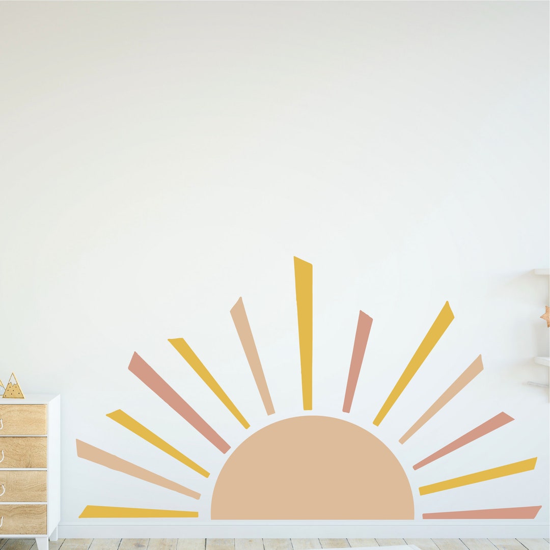 Wall Decals, Retro Sun Wall Decal – Colorful Pattern, Sunshine Home ...