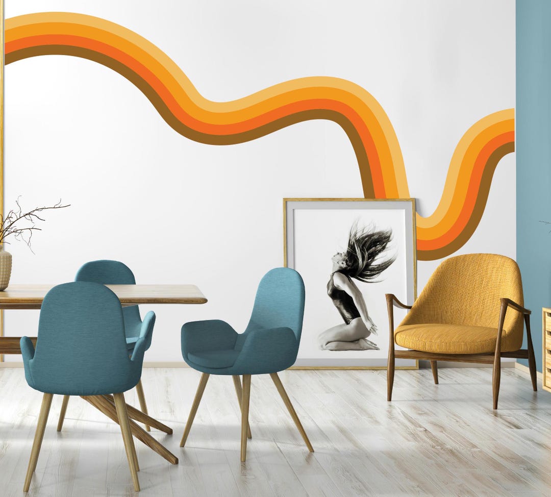 Retro Stripe Wall Decal / Retro Striped Vinyl Decals in 70s Style ...