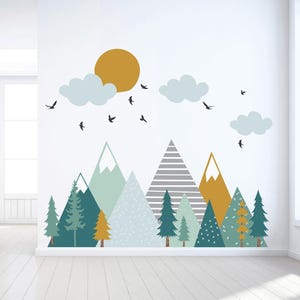 Boho Woodland Mountain Wall Decals, Nursery Adventure Decor ...